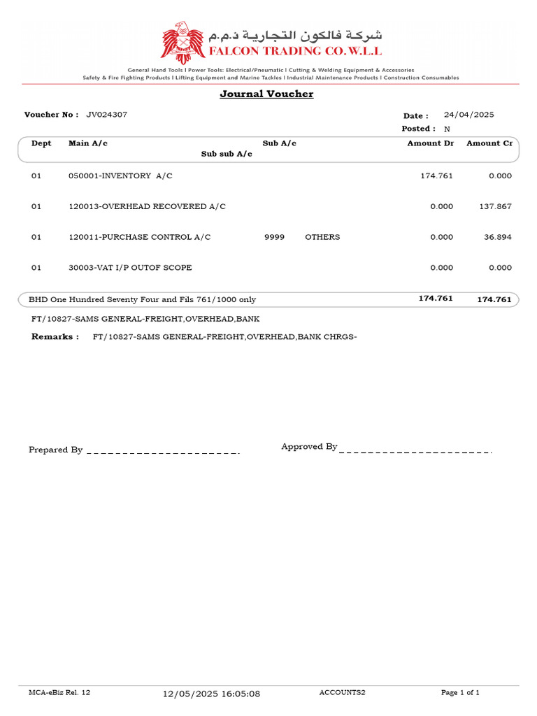 Journal Voucher: Voucher No: Date: Posted | PDF