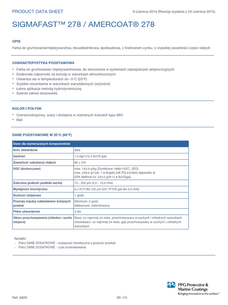 Sigmafast 278 Amercoat 278 | PDF