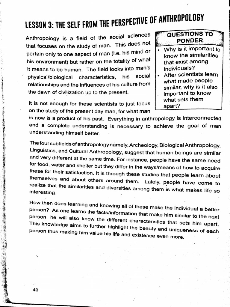 Lesson 3 Perspective of Anthropology | PDF
