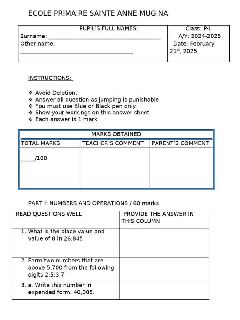Weekend Package of Maths P4 (2024-2025) | PDF | Mathematics | Arithmetic