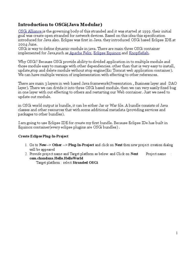 Introduction To Osgi (Java Modular) | PDF | Eclipse (Software) | Java ...