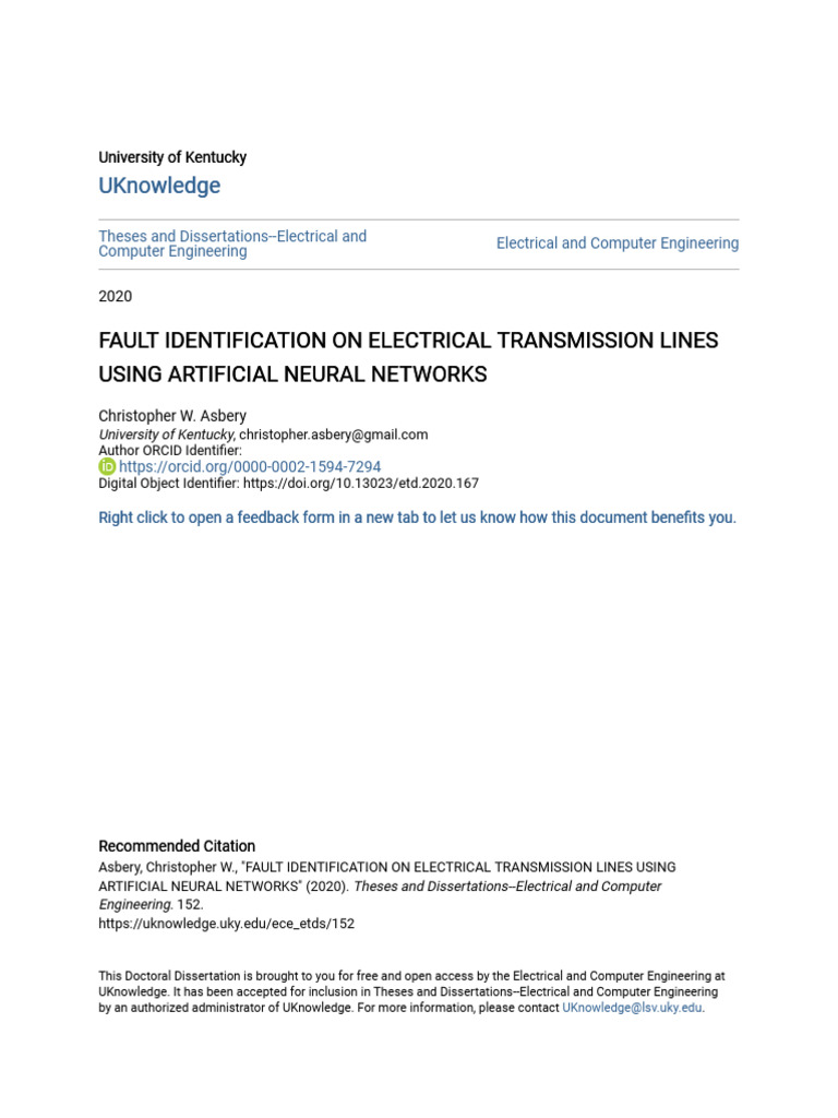 Fault Identification On Electrical Transmission Lines Using Artif Pdf Electric Power