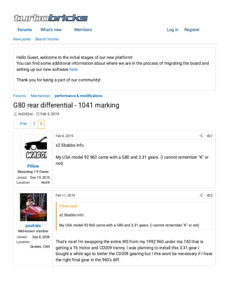 G80 Rear Differential - 1041 Marking - Page 2 - Turbobricks - The Volvo ...