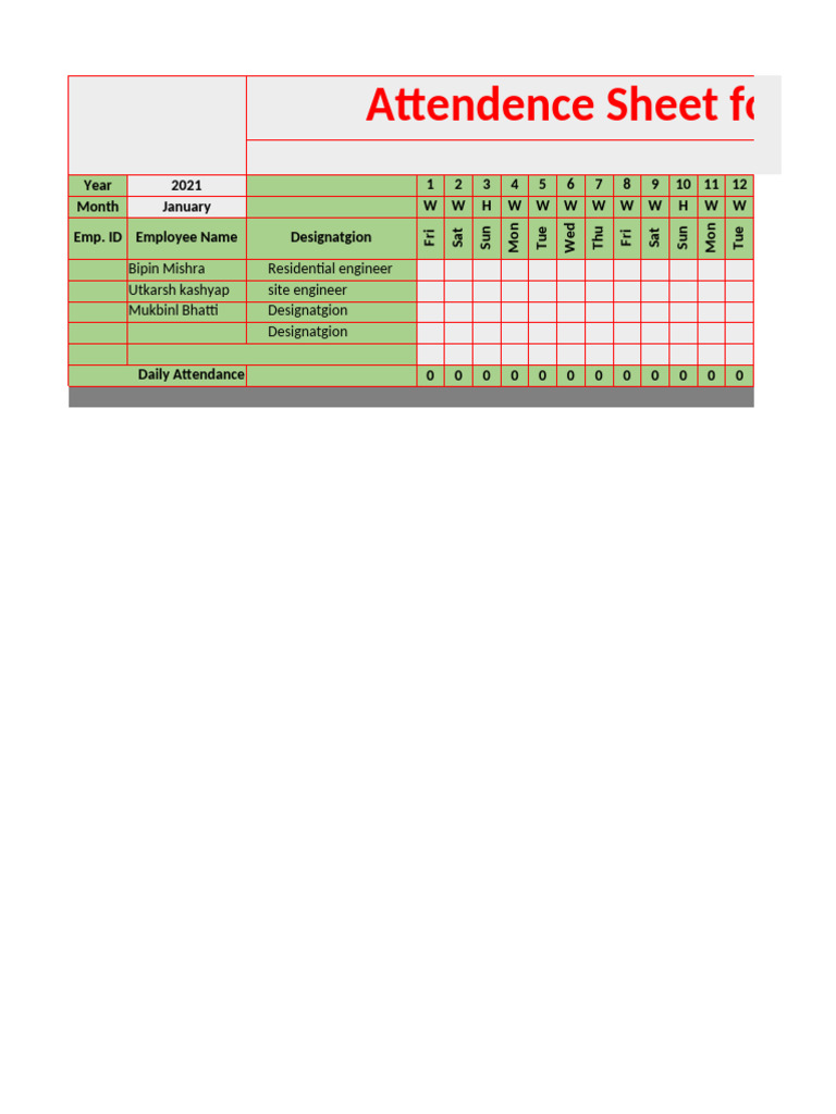 Attendence Sheet | PDF