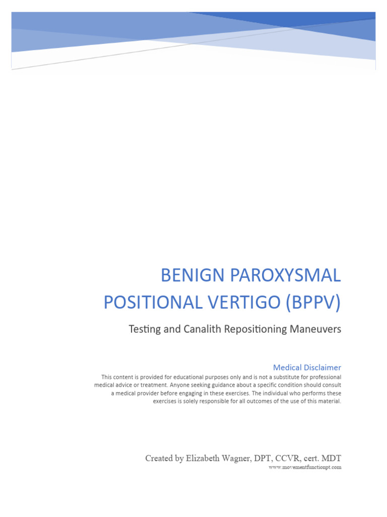 BPPV: Testing and Treatment Guide | PDF | Medical Specialties | Ear