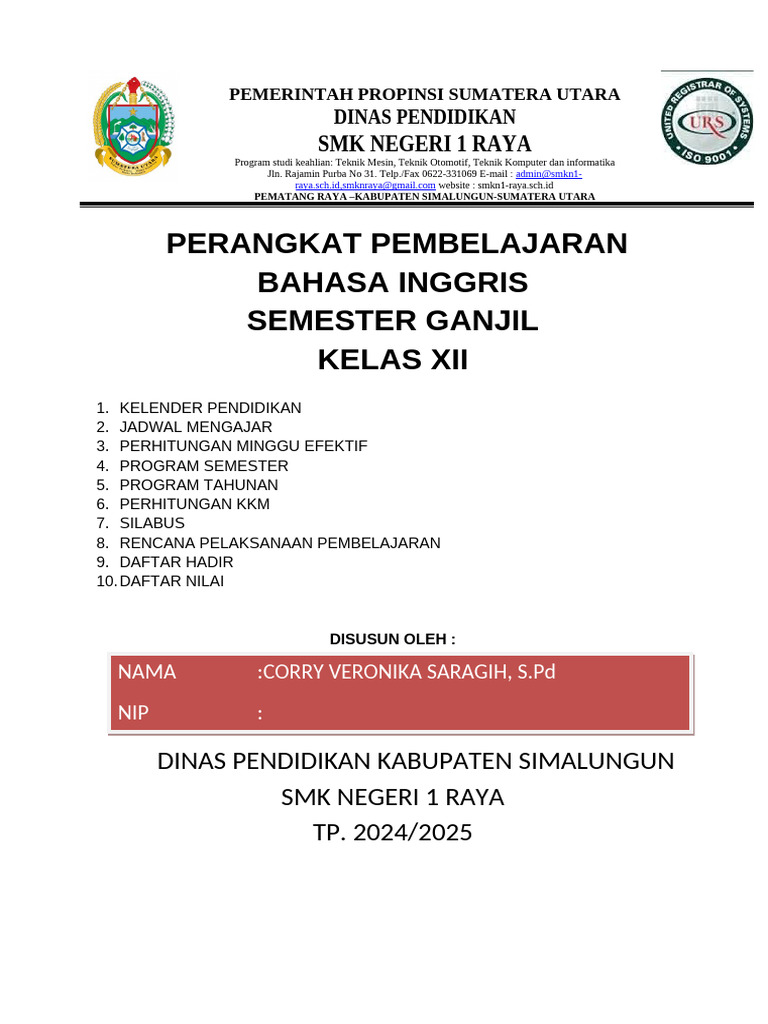 COVER Bahasa Inggris Kelas X II, GANJIL | PDF