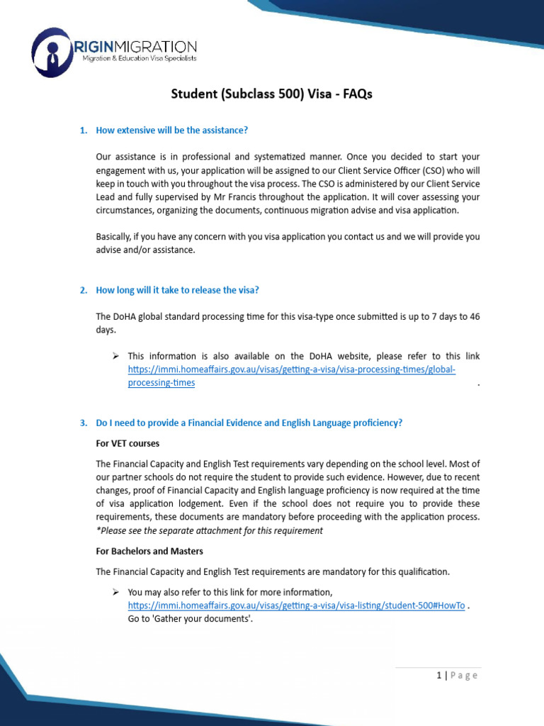 Student Visa 500 FAQs and Guidance | PDF | Travel Visa | Fee
