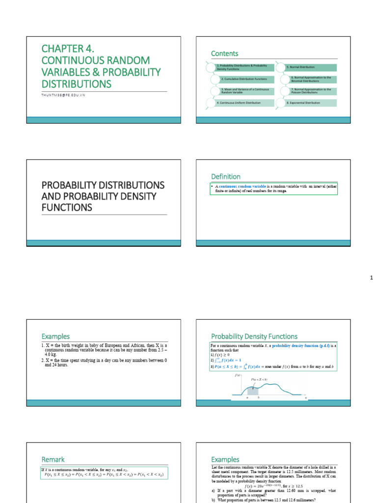 66cc482dcab874225a22d789 Chapter4 CRV | PDF | Probability Distribution | Probability Density ...