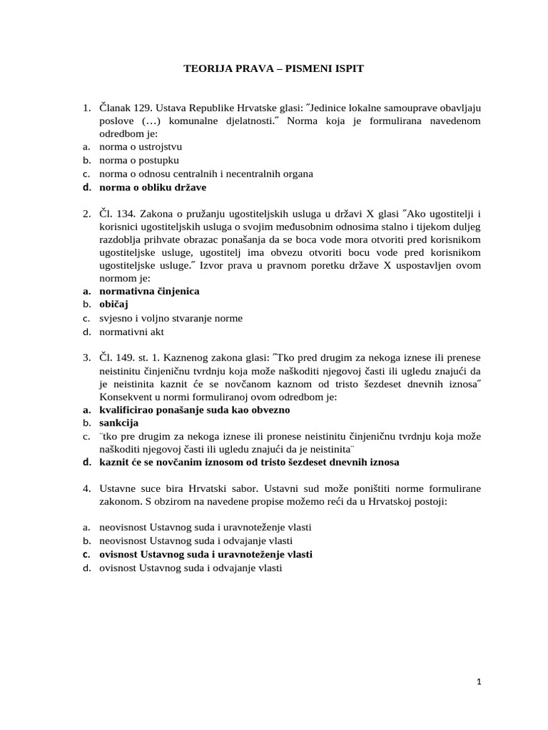 Teorija Prava-Pismeni Ispit | PDF