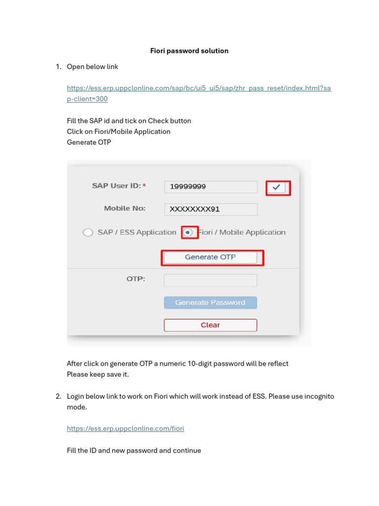 FIORI Password Reset Solution-7 | PDF