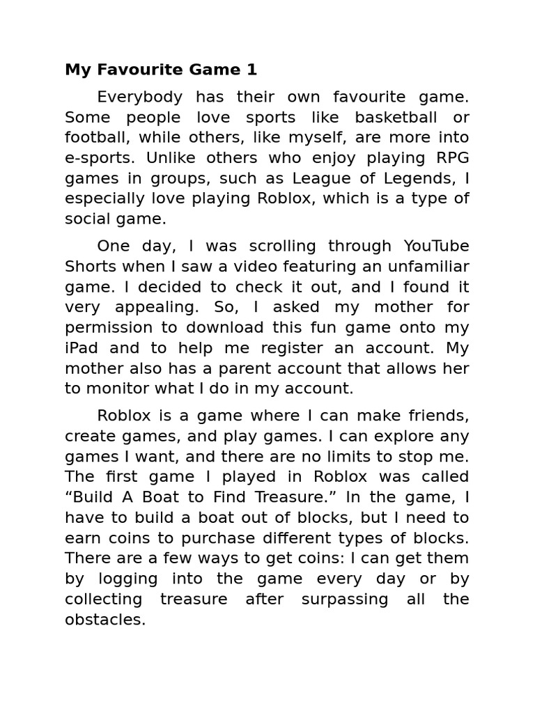 My Favorite Game 1 | PDF
