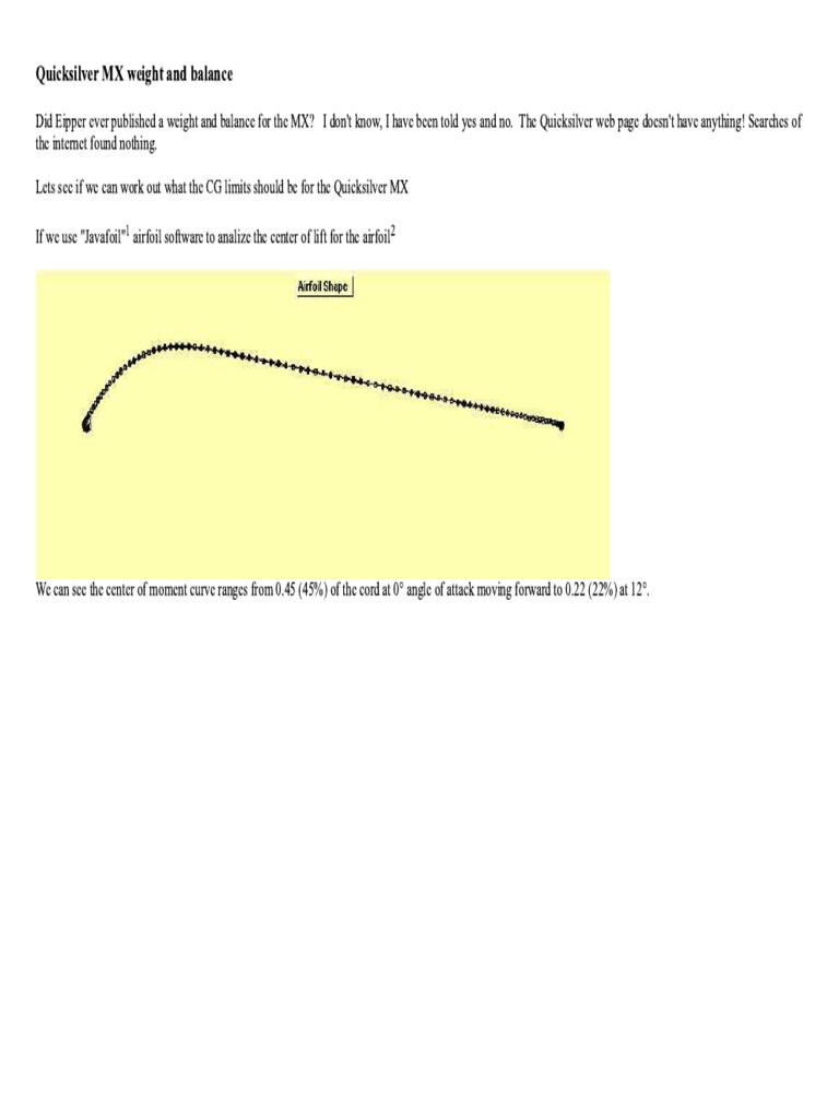 Quicksilver MX Weight and Balance | PDF