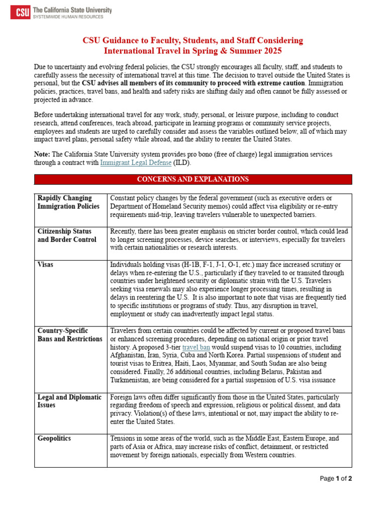 CSU International Travel Guidance | PDF | Travel Visa | American Government