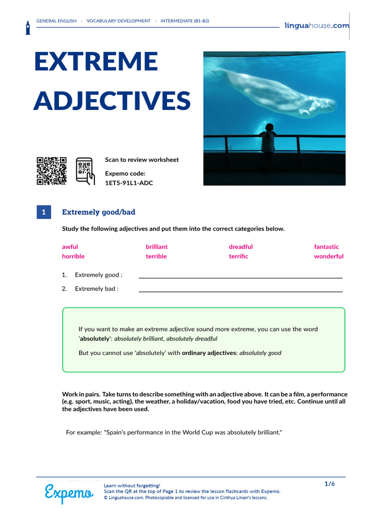Extreme Adjectives British English Teacher B1 B2 | PDF