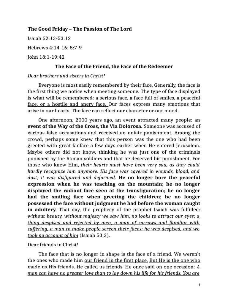 The Good Friday - The Passion of The Lord | PDF | New Testament Content ...