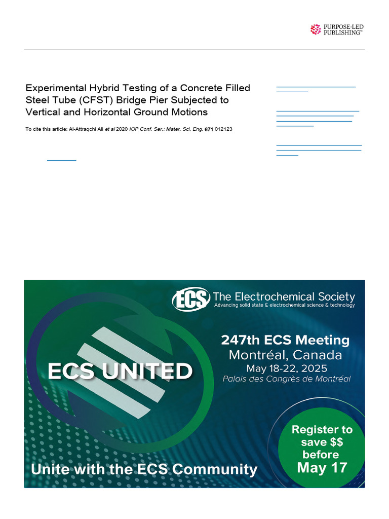 Experimental Hybrid Testing of A Concrete Filled Steel Tube (CFST ...