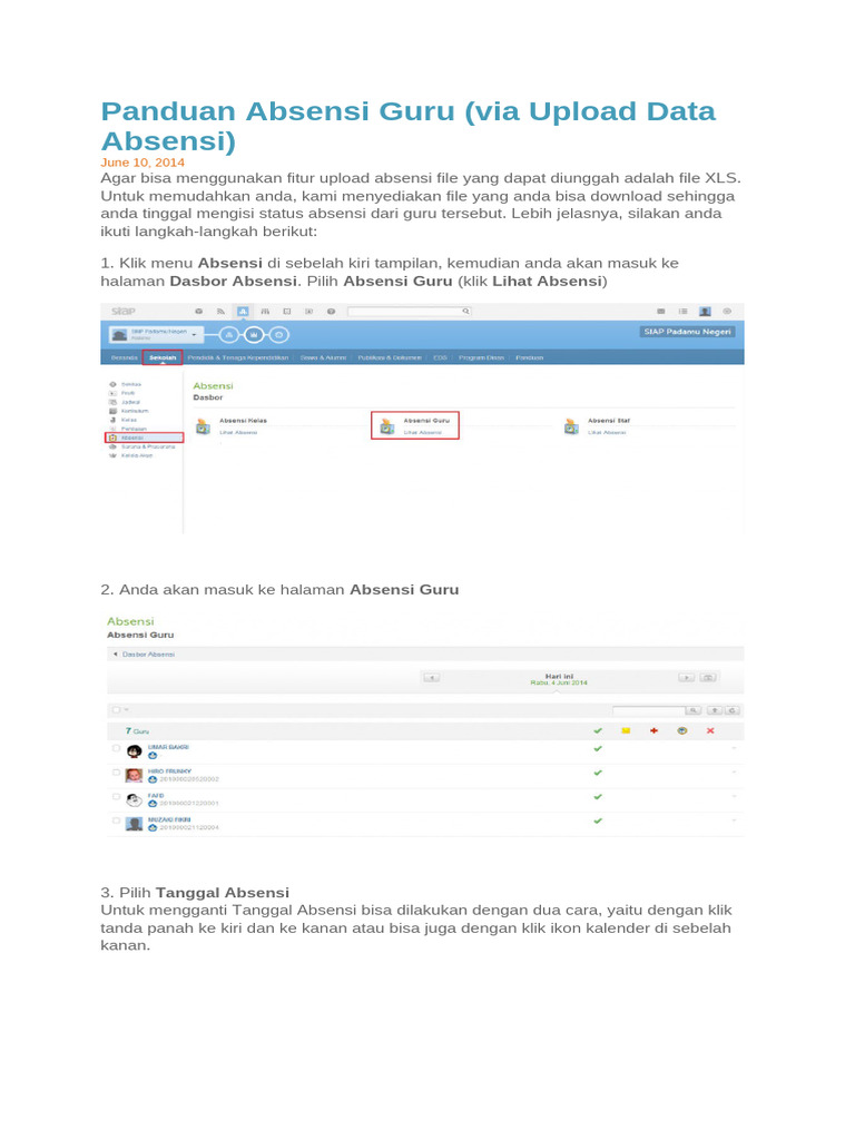 Panduan Absensi Guru | PDF