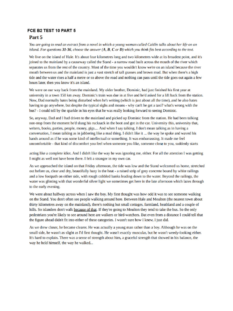Fce B2 Test 10 Part 5 | PDF