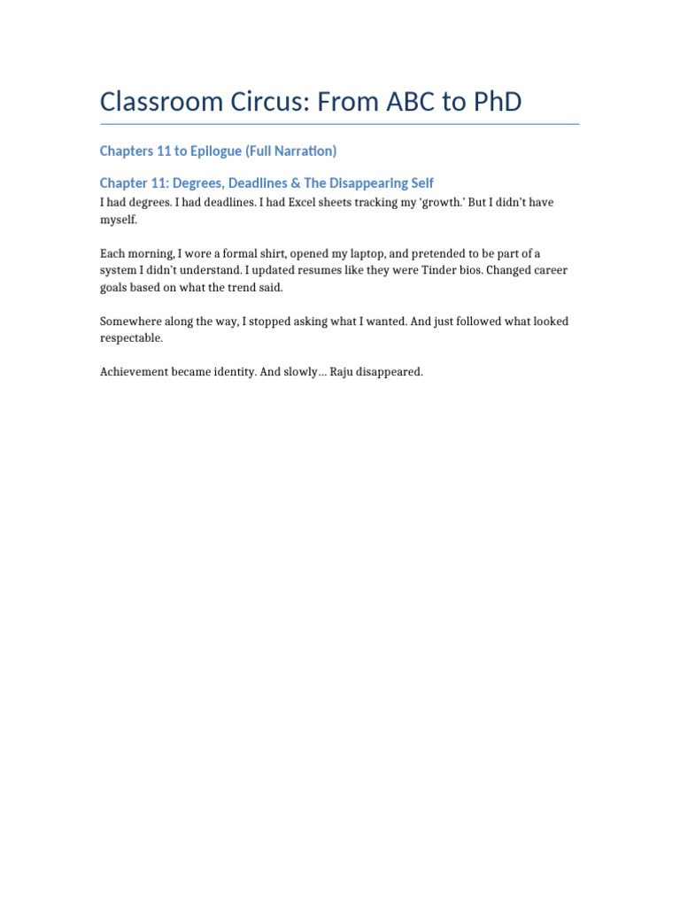 Classroom Circus Chapters 11 To Epilogue Detailed | PDF