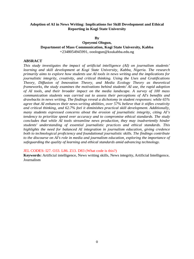 Influence of Artificial Intelligence Article 2025 | PDF | Artificial Intelligence | Intelligence ...