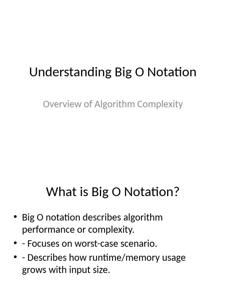 Big O Notation Presentation | PDF