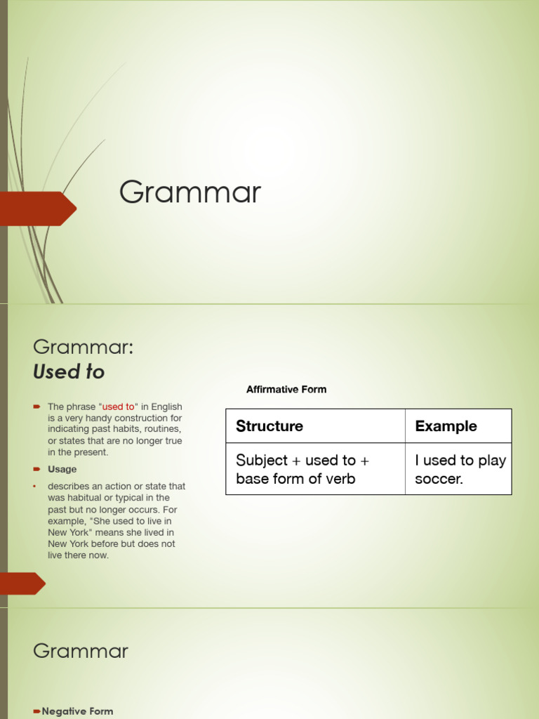 Understanding "Used To" in English Grammar | PDF