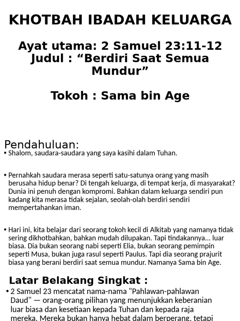 Khotbah Ibadah Keluarga | PDF