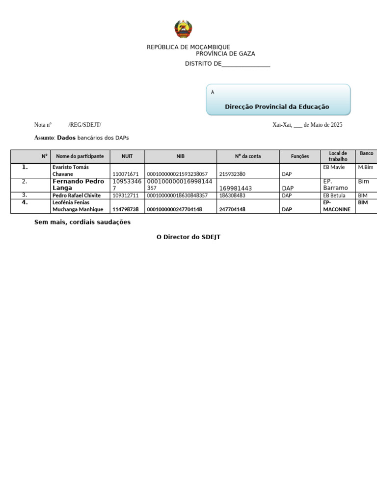 Dados Bancarios Dos DAP | PDF