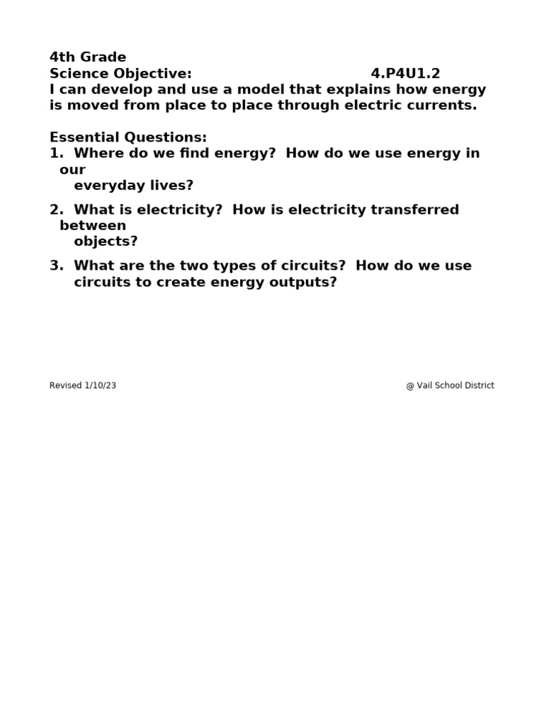 4th Grade Science Standards For Posting | PDF | Earth | Seismology