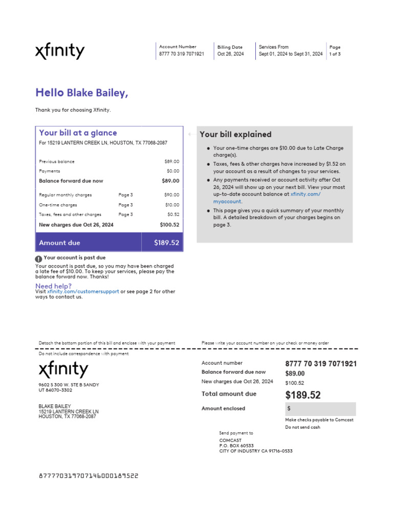 Xfinity Bailey Blake Oct 26 2024 | PDF | Comcast | Service Industries