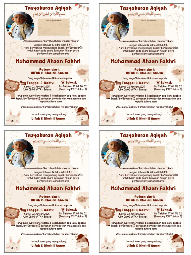 Undangan Aqiqah Ahsan | PDF