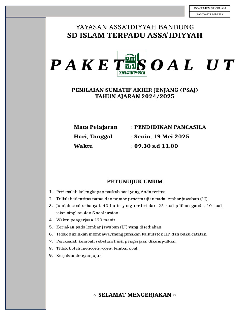 Cover Soal Psaj | PDF