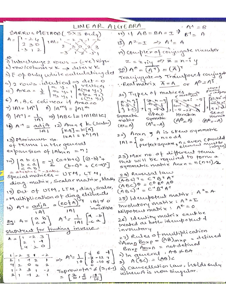 Linear Algebra Short Notes | PDF