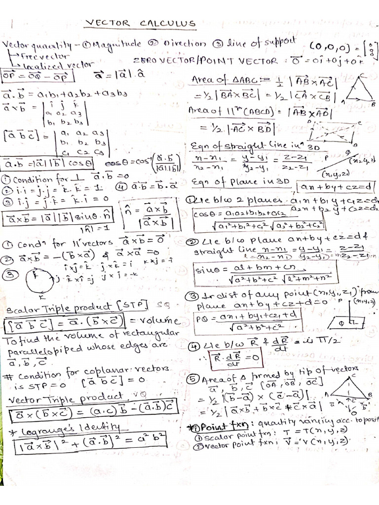 Vector Calculus Short Notes | PDF