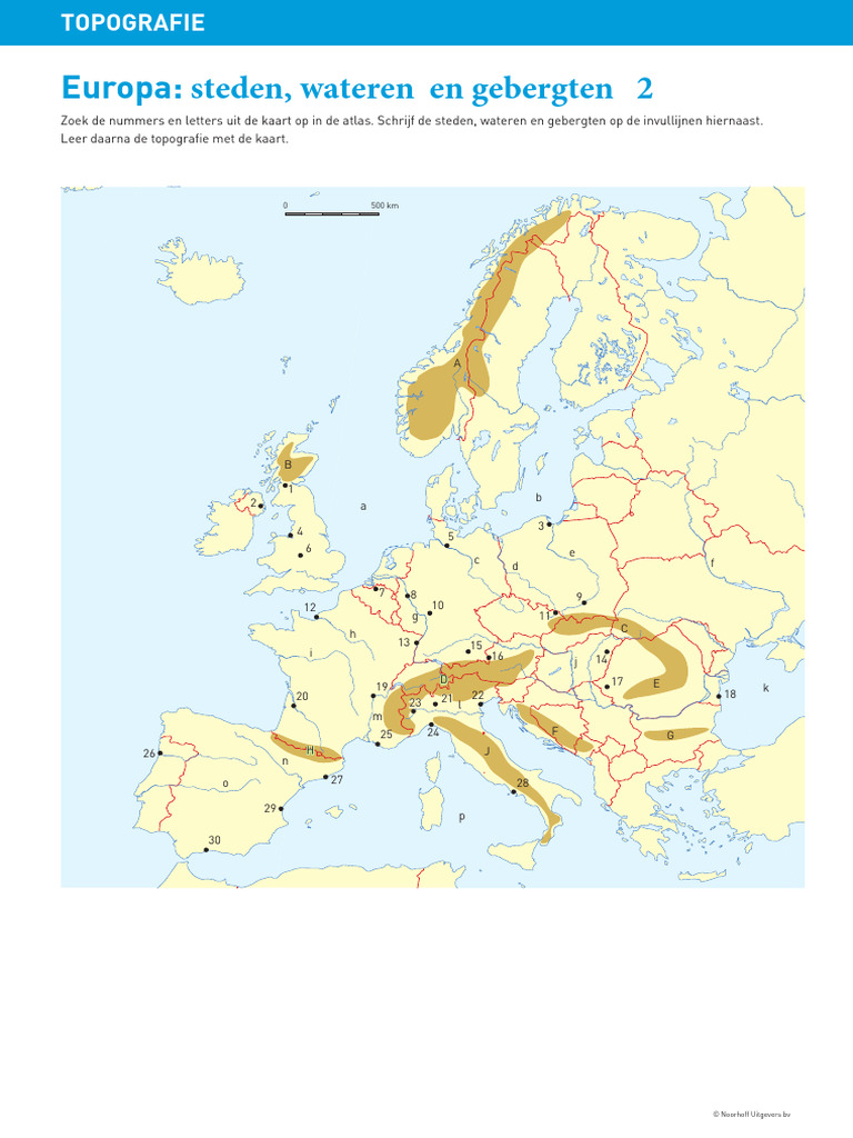 Europa - Steden Wateren Gebergten Antwoorden | PDF