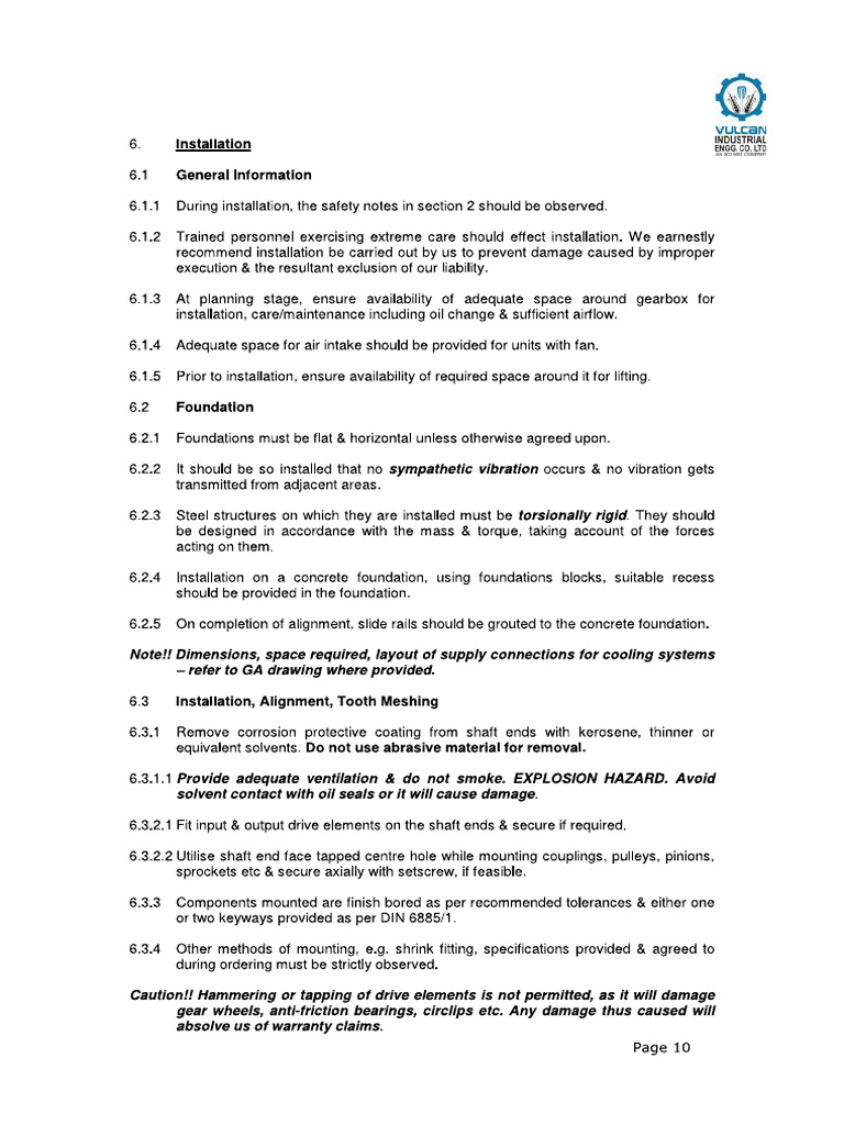 Vulcan Gearbox Operation Manual Part 2 | PDF
