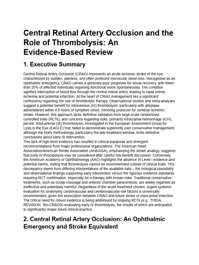 CRAO Thrombolysis Treatment Analysis | PDF | Coagulation | Stroke