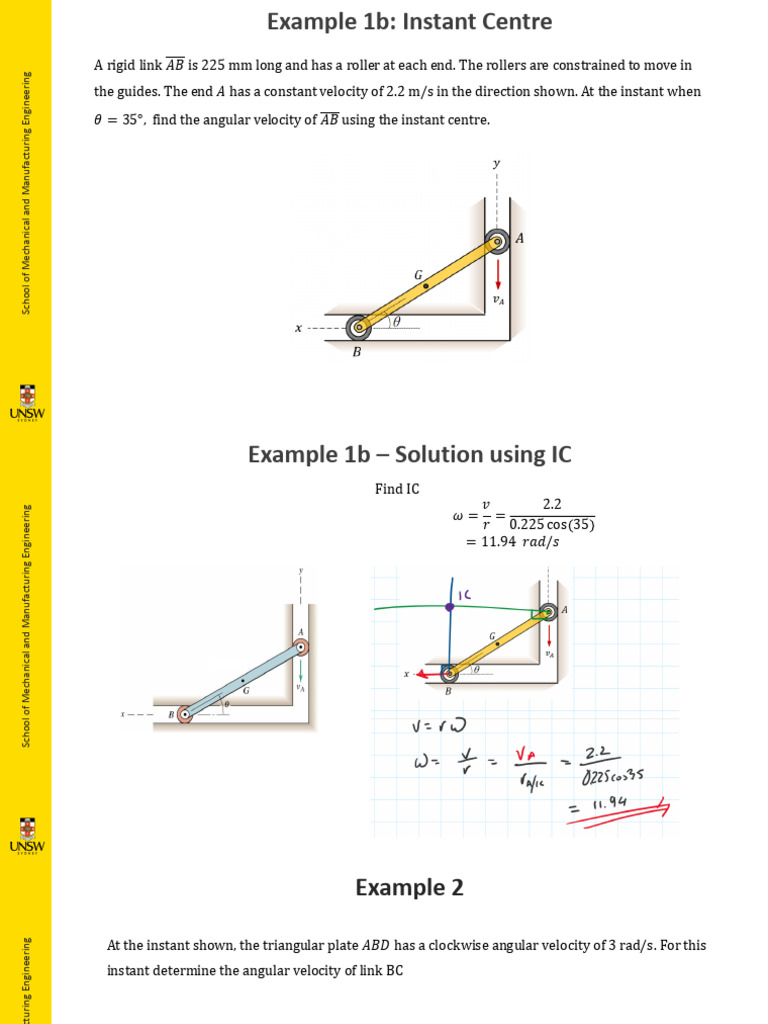 ENGG1300 W08 Example Solutions | PDF | Acceleration | Rotation