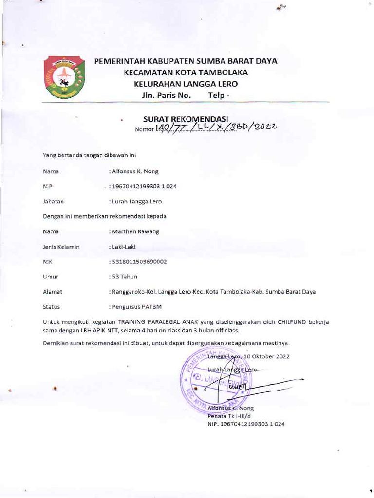 rekomendasi lurah | PDF