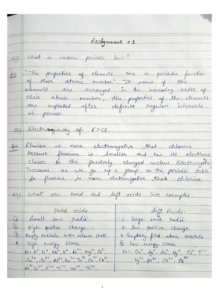 Chemistry Assignment 1 (BTECH) | PDF