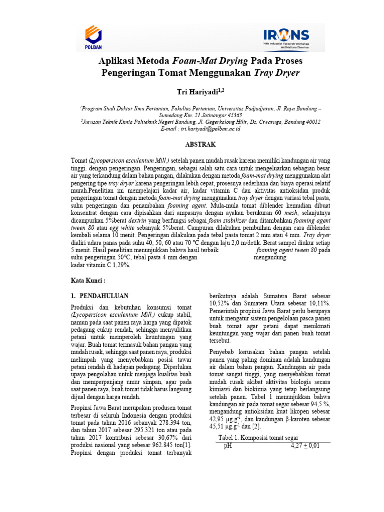 Aplikasi Foam Mat Drying | PDF