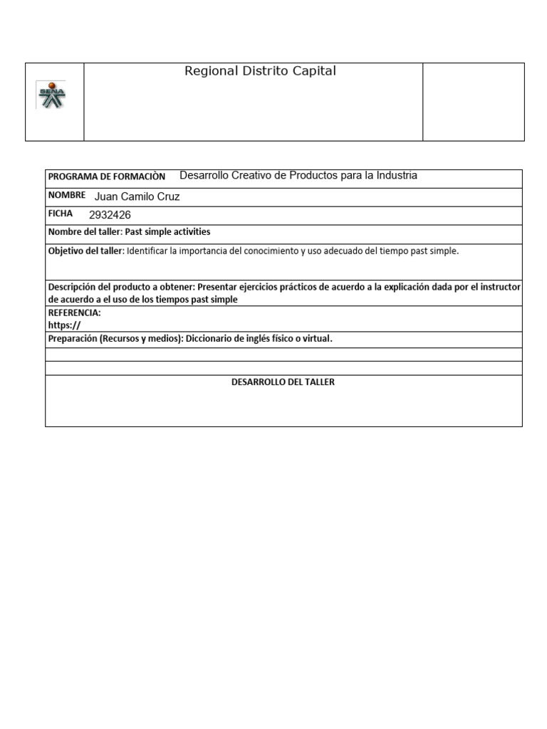 Past Simple Activities Workshop Guide | PDF