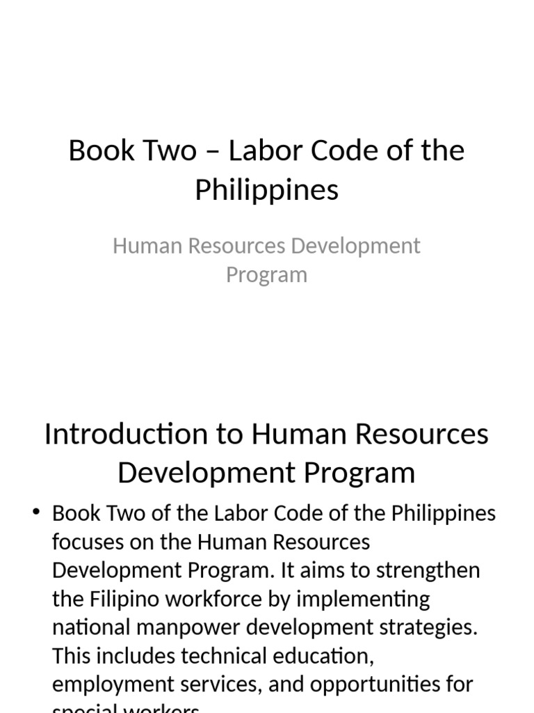Book Two Labor Code HR Development Expanded | PDF | Apprenticeship | Human Resources
