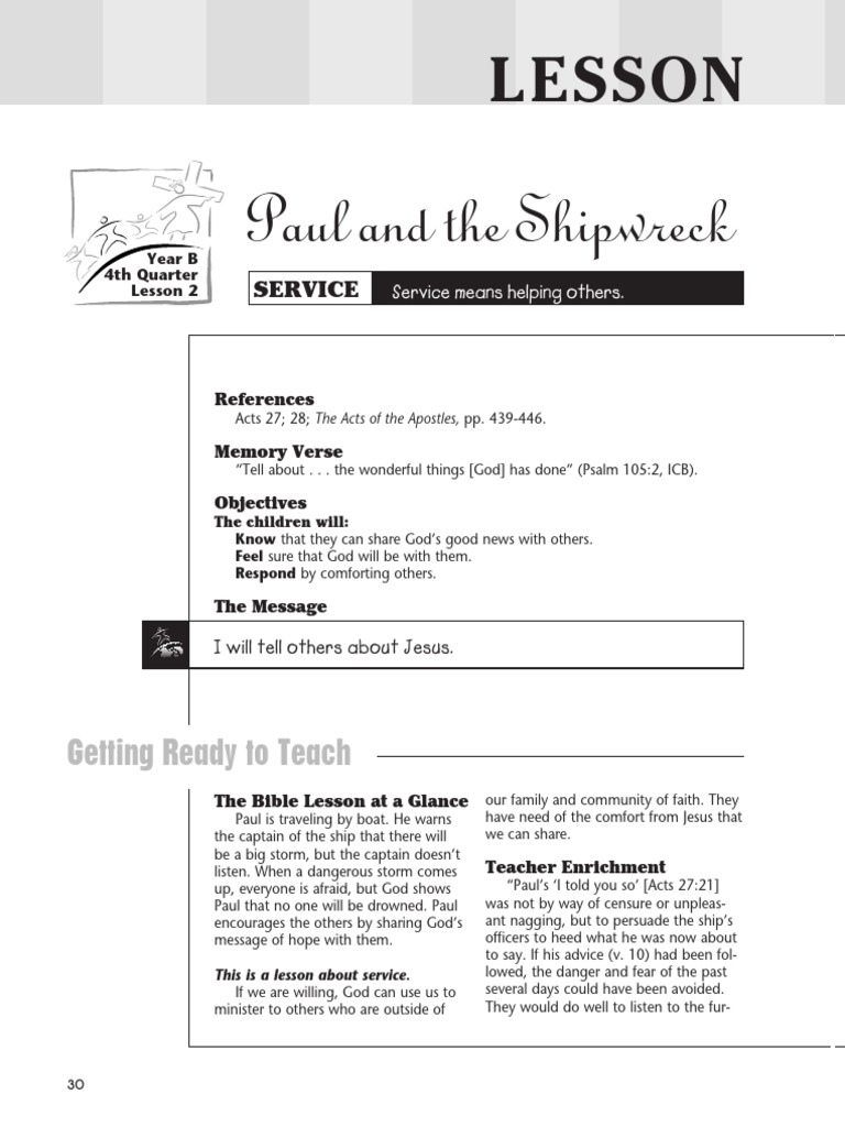 B-15-Q4-L02-T Paul Is Shipwrecked Acts 27 | PDF | Paul The Apostle | Jesus