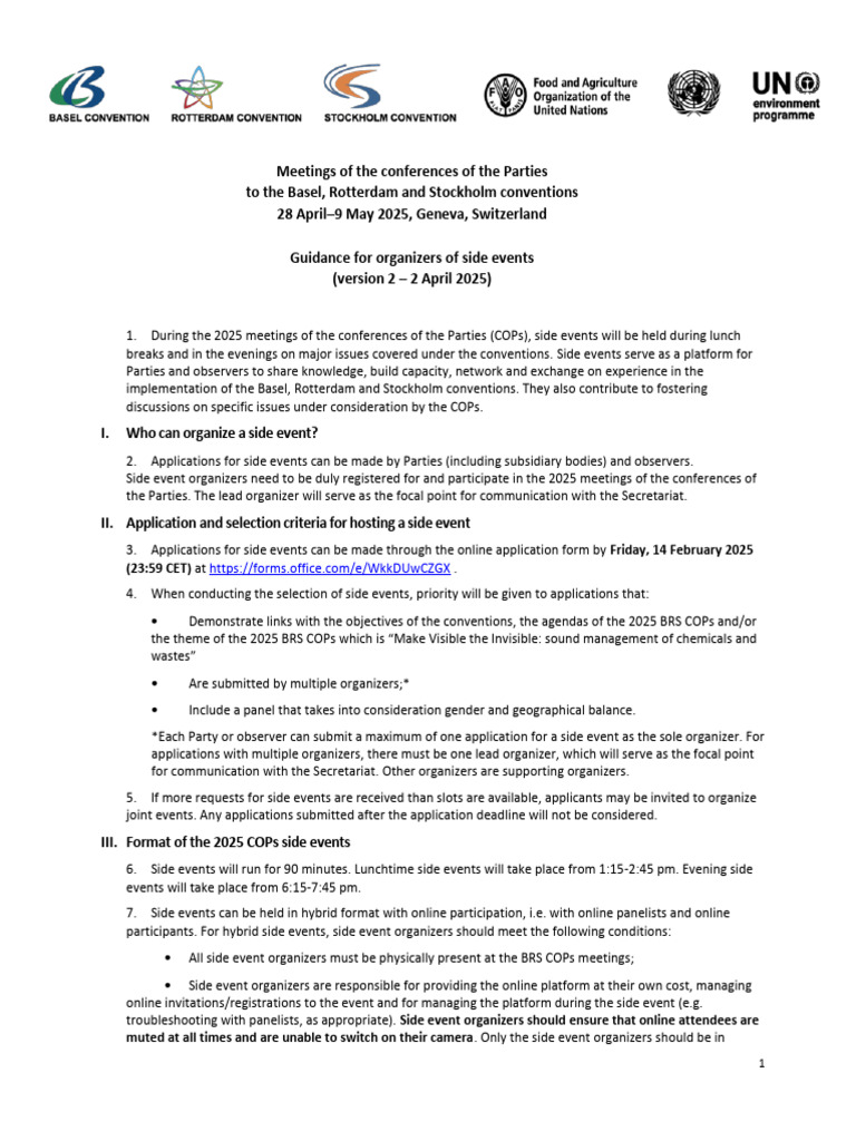 Unep Fao CHW RC Pops Cops2025 Sideevent Guid - English | PDF