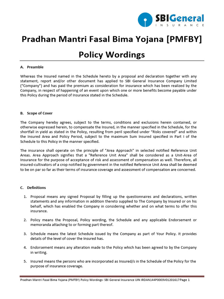 149 - PMFBY Policy Wording Final GEN1192 | PDF | Insurance | Arbitral ...