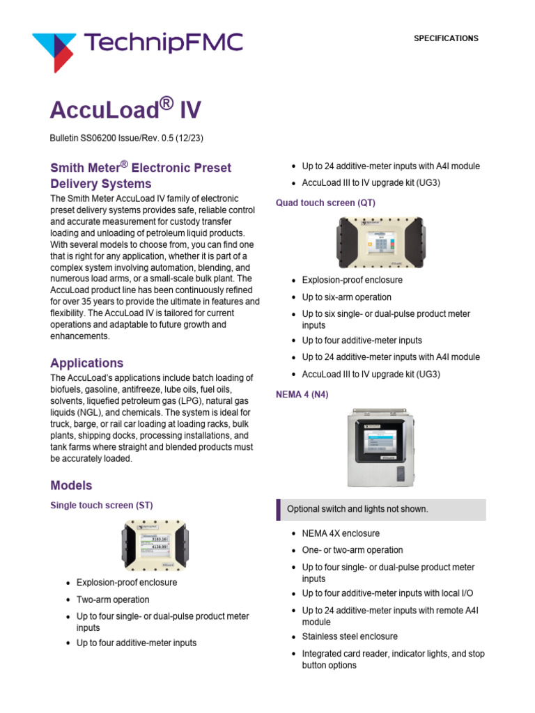 AccuLoad IV Specifications Overview | PDF | Alternating Current ...