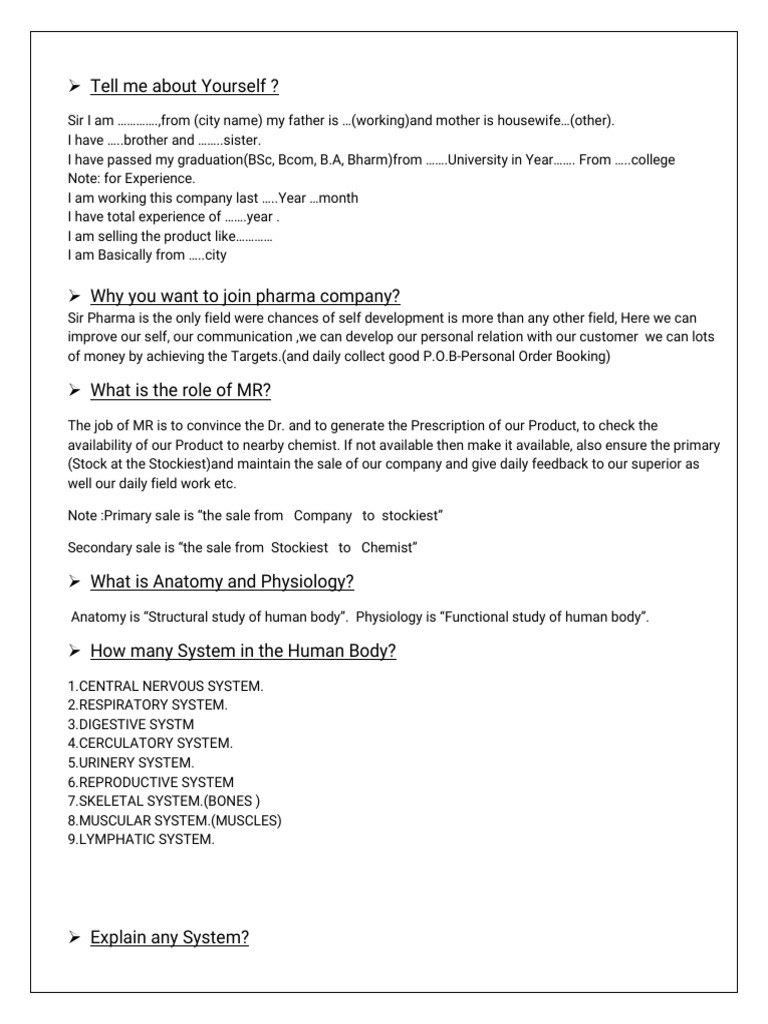 Pharma Job Interview Preparation Guide | PDF