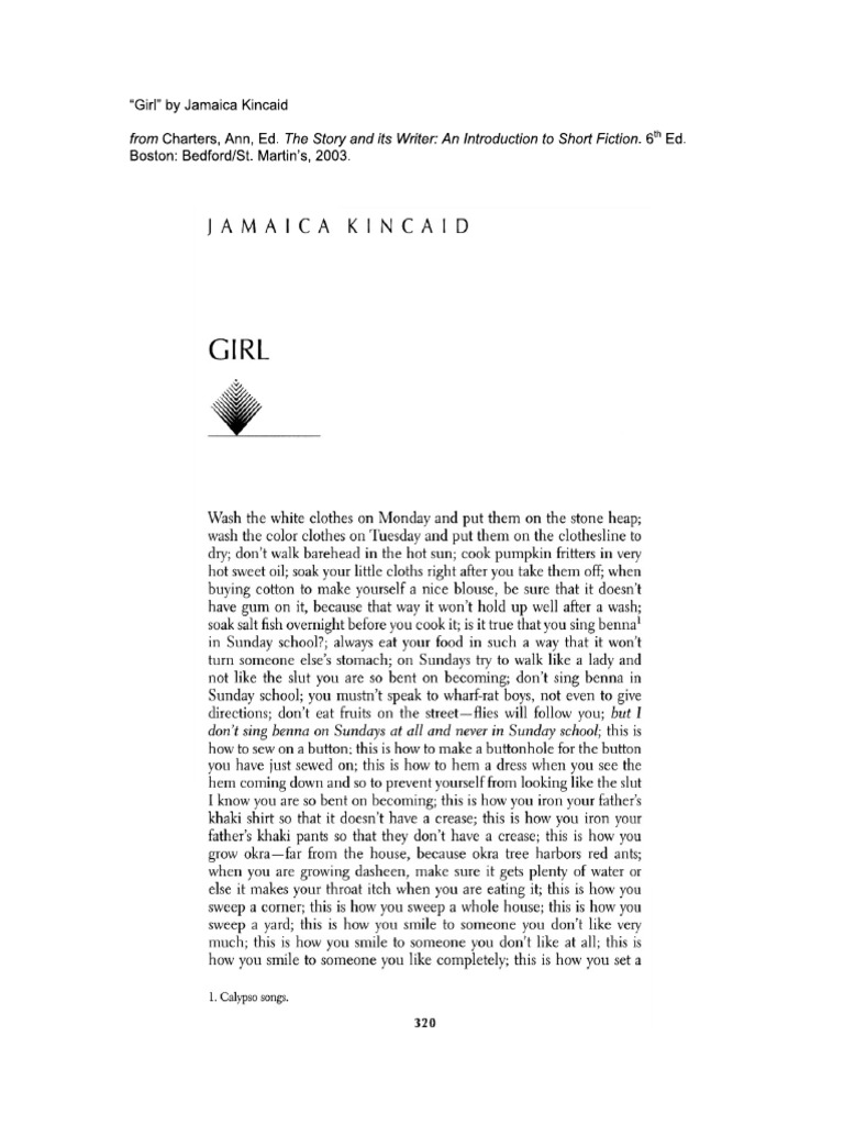 Jamaica Kincaid - Girl | PDF
