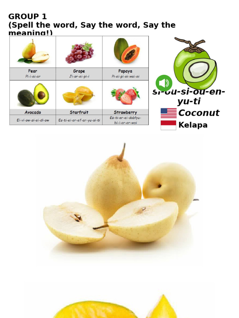 Spelling Fruit Quiz Group1 | PDF